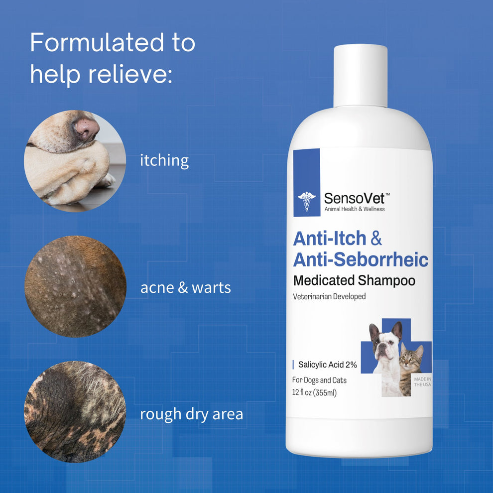 Anti-Seborrheic & Anti-Itch Relief Shampoo for Dogs & Cats - 12oz ...